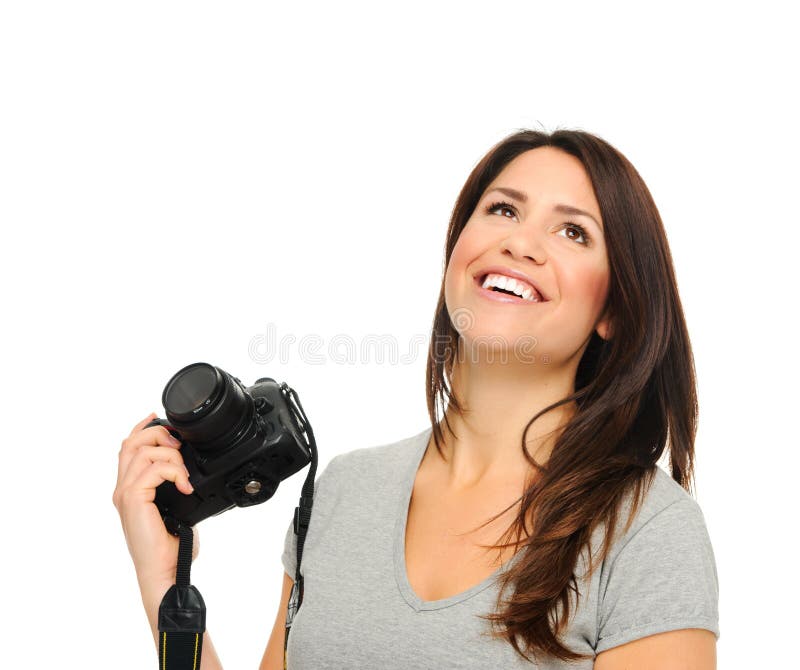 Pretty woman with camera stock photo. Image of camera - 21793210