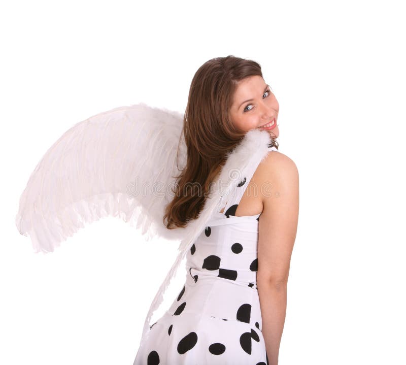 Pretty Woman in Costume of Angel. Stock Image - Image of dress ...