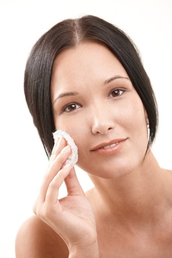 Pretty Woman Doing Facial Cleaning Stock Image - Image of cream ...