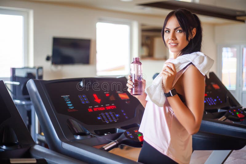 Pretty Woman Doing Physical Exercises In Gym Stock Photo - Image of ...