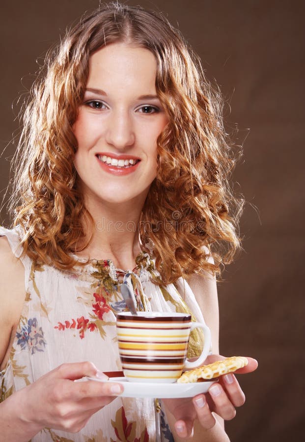 Pretty Woman Drinking Coffee Stock Image - Image of girl, beautiful ...