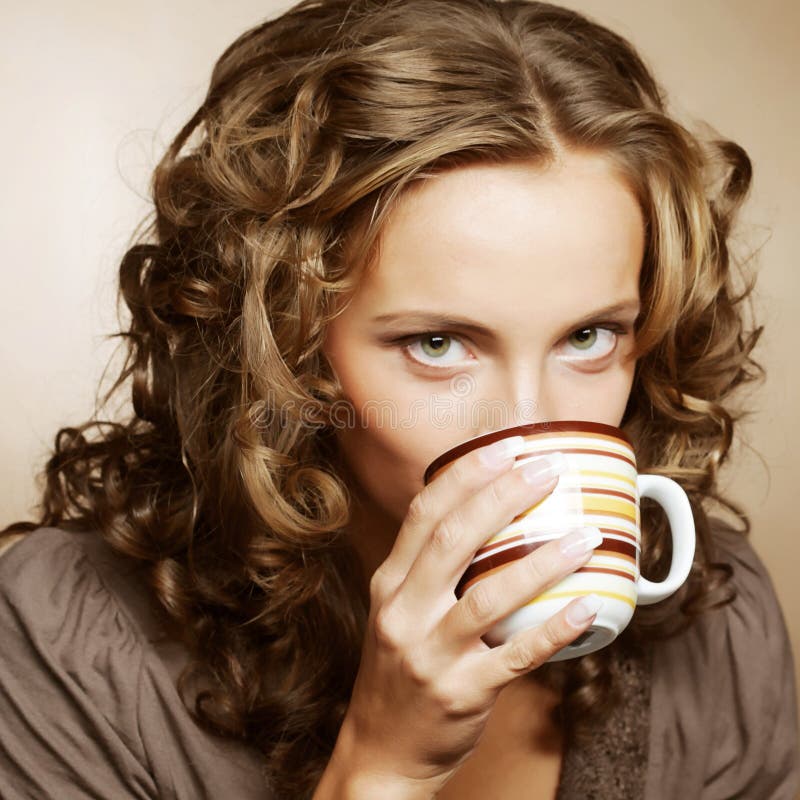 Pretty Woman Drinking Coffee Stock Photo - Image of lady, attractive ...