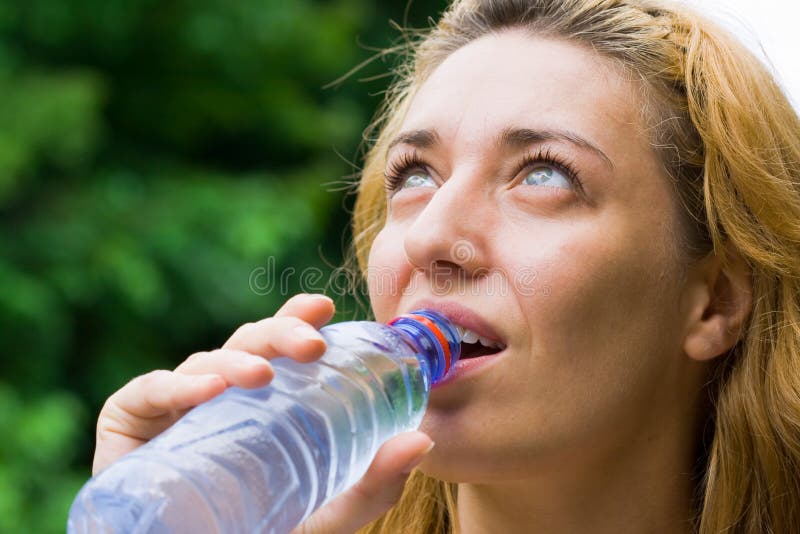 Pretty Woman Drinking Water Stock Photo - Image of exercise, hydrate ...