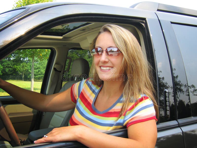 Pretty Woman Driver stock photo. Image of truck, speed - 1014040