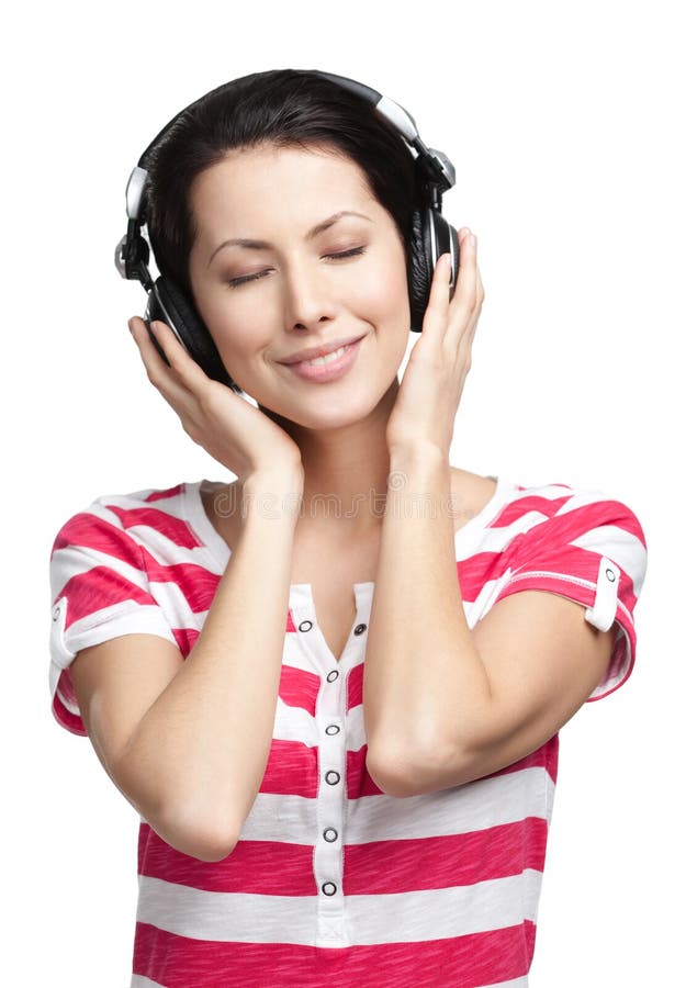 Pretty Woman with Earphones Stock Image - Image of length, person: 26983439
