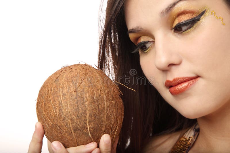 Pretty Woman Eyeing a Coconut Stock Image - Image of ethnic, beautiful ...