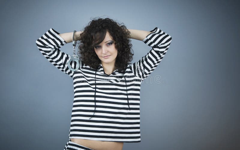 Pretty Woman with Handcuffs Stock Image - Image of female, convict ...