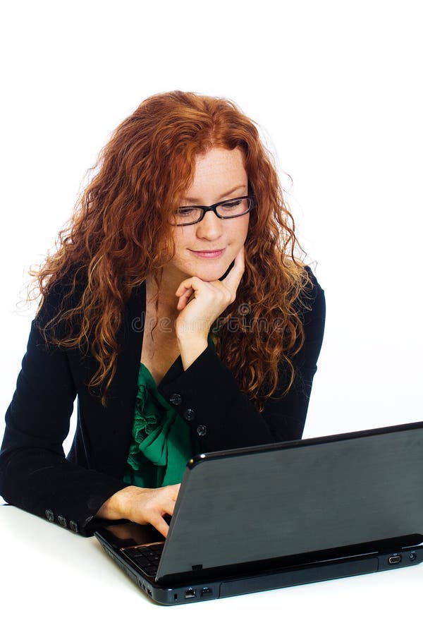 Pretty Woman on Laptop Computer Stock Photo - Image of laptop ...