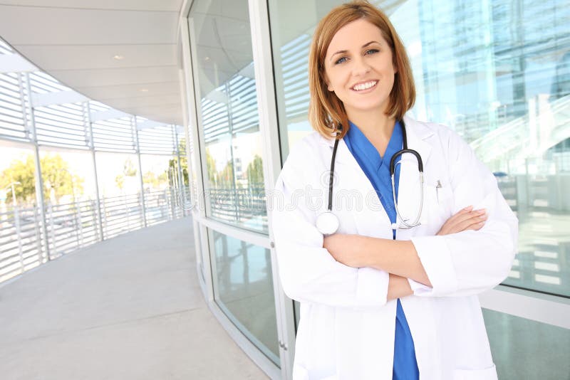 Pretty Woman Nurse at Hospital Stock Photo - Image of woman, healthy ...