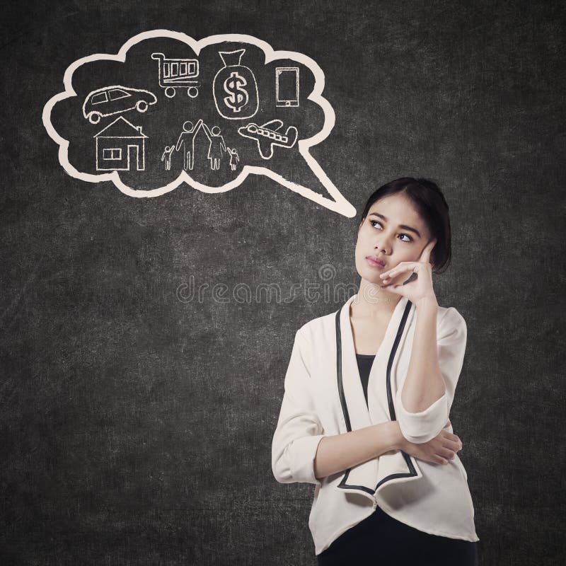 Pretty Woman Planning Her Future Stock Photo - Image of balance, home ...