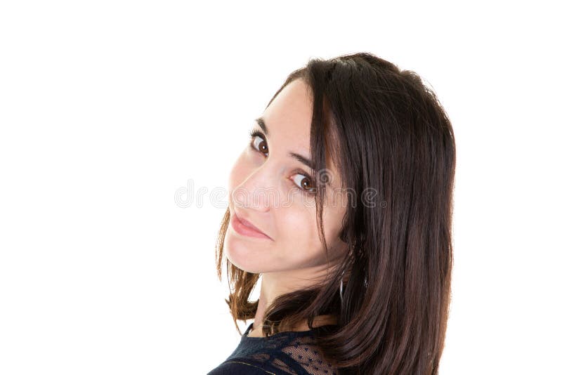 A Pretty Woman in Portrait Looking Back Who Turns Stock Image - Image ...
