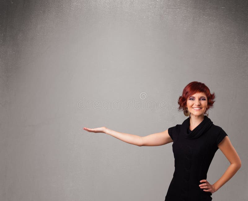 Pretty Woman Presenting an Empty Copy Space Stock Photo - Image of ...