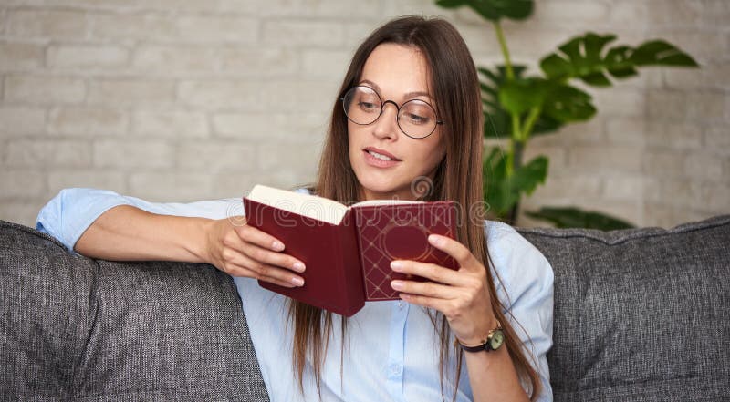 Pretty Woman is Reading a Book Stock Image - Image of beautiful, person ...
