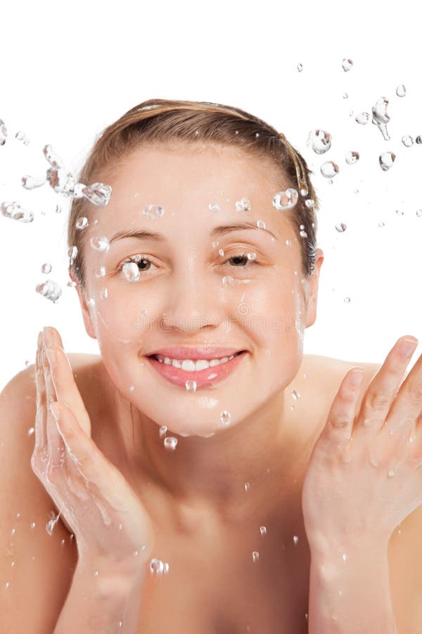 Pretty Woman Refreshing the Face Stock Image - Image of cosmetics ...