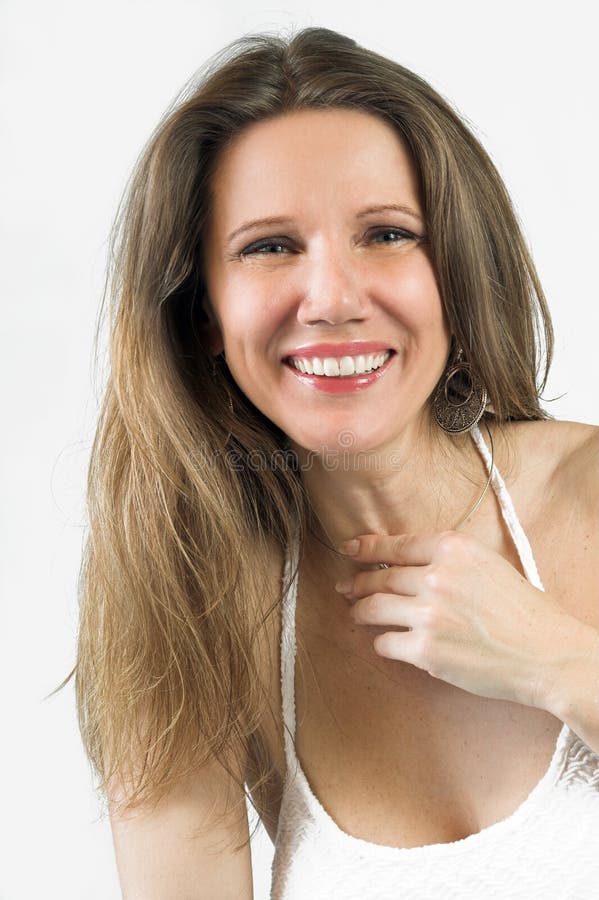 Pretty woman smiling stock photo. Image of long, happy - 921434