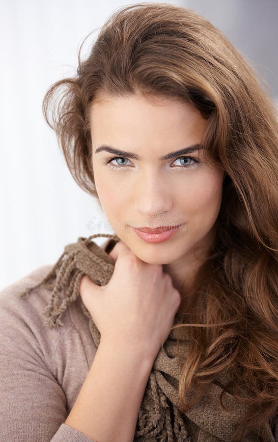 Pretty Woman Smiling at Home Stock Image - Image of home, face: 22049545