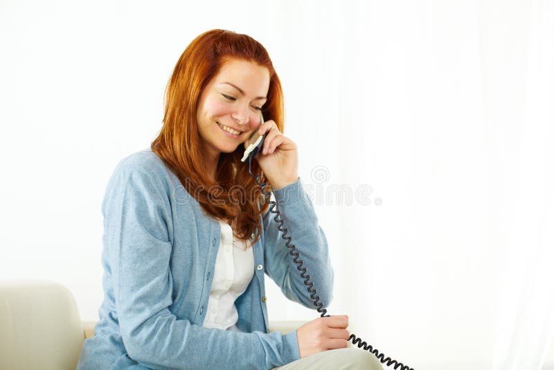 Pretty Woman Smiling and Using a Phone Stock Photo - Image of girl ...