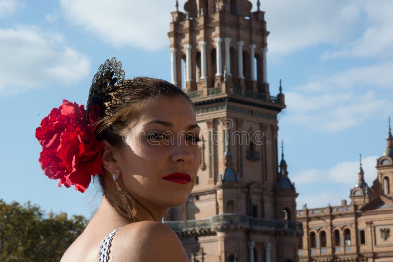 Pretty Woman in Plaza De EspaÃ±a Stock Image - Image of andalucia ...