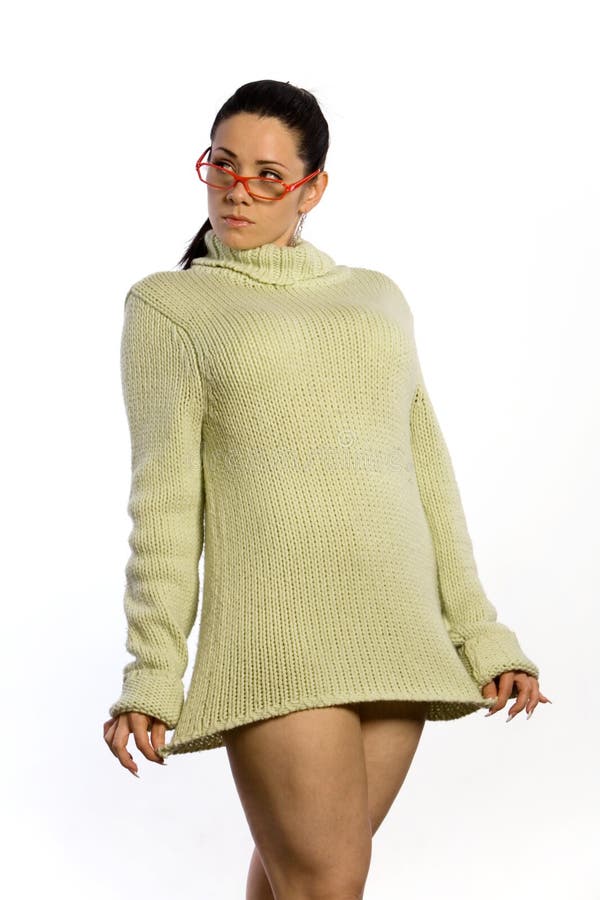 Pretty woman in sweater stock image. Image of long, hair - 4050337