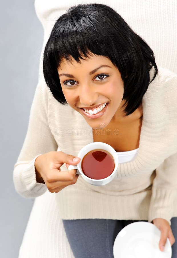 Pretty woman with tea stock image. Image of drink, pretty - 21548465