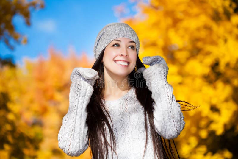 Pretty Woman Walking in the Autumn Park Stock Image - Image of ...
