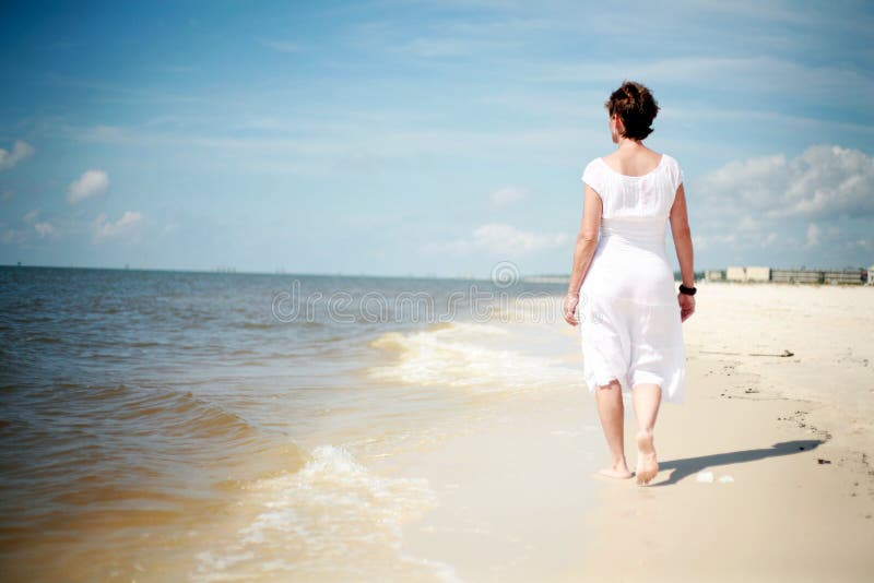 Pretty Woman Walking the Beach Stock Image - Image of adult, look: 16012545