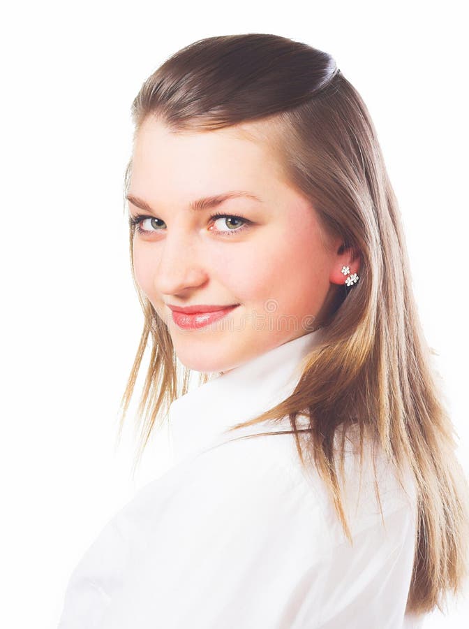 Pretty woman in white stock photo. Image of gorgeous, girl - 5133890