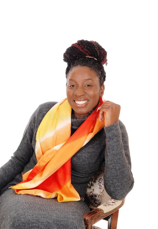 Pretty Young African American Woman Sitting Stock Image Image Of