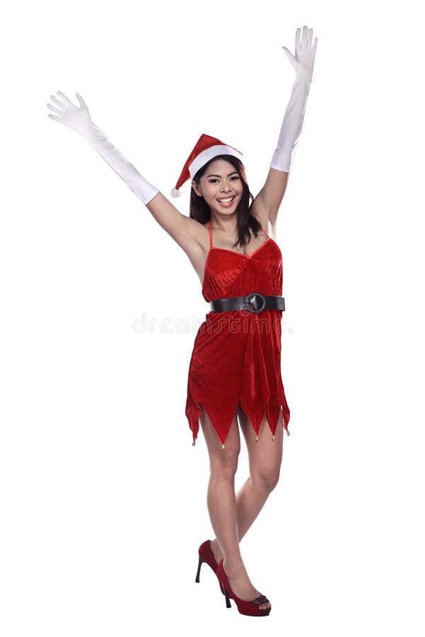 Pretty And Young Asian Woman In Santa Claus Costume Stock Image Image