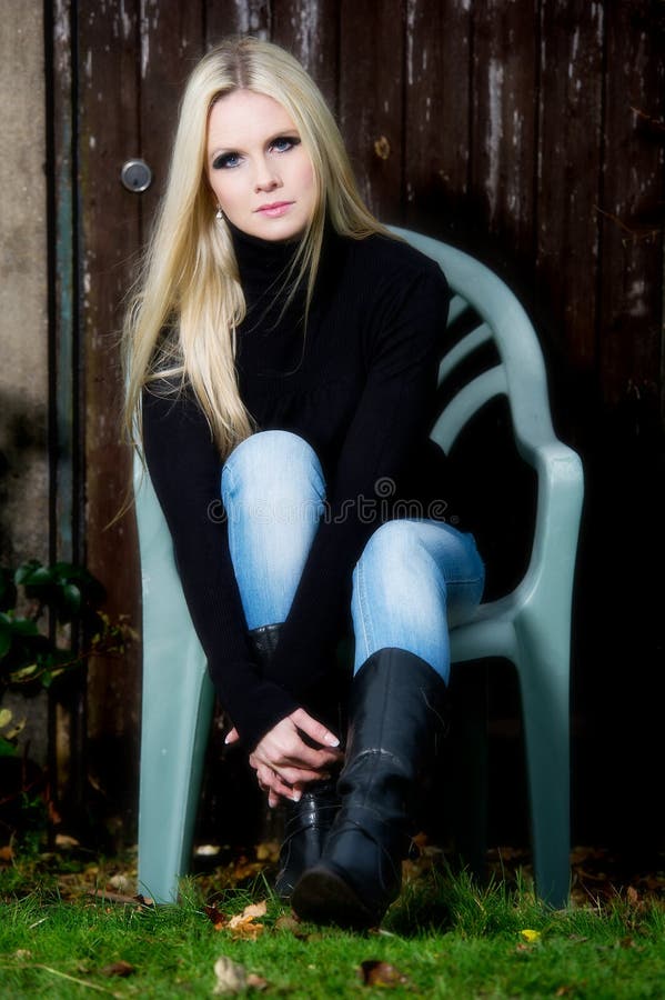 Pretty Young Blonde Female Posing Outdoors Stock Image - Image of ...