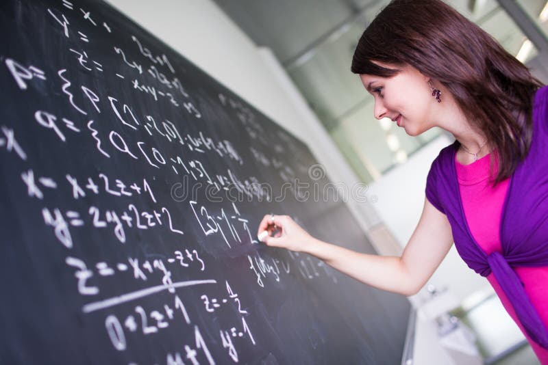Student at blackboard stock image. Image of large, instructor - 15692811