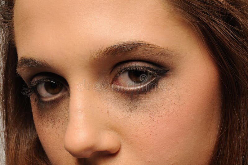 Pretty Young Face Close Up ~Eyes Open Stock Photo - Image of makeup ...