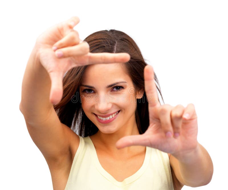 Pretty Young Female Making a Frame with Hands Stock Image - Image of ...