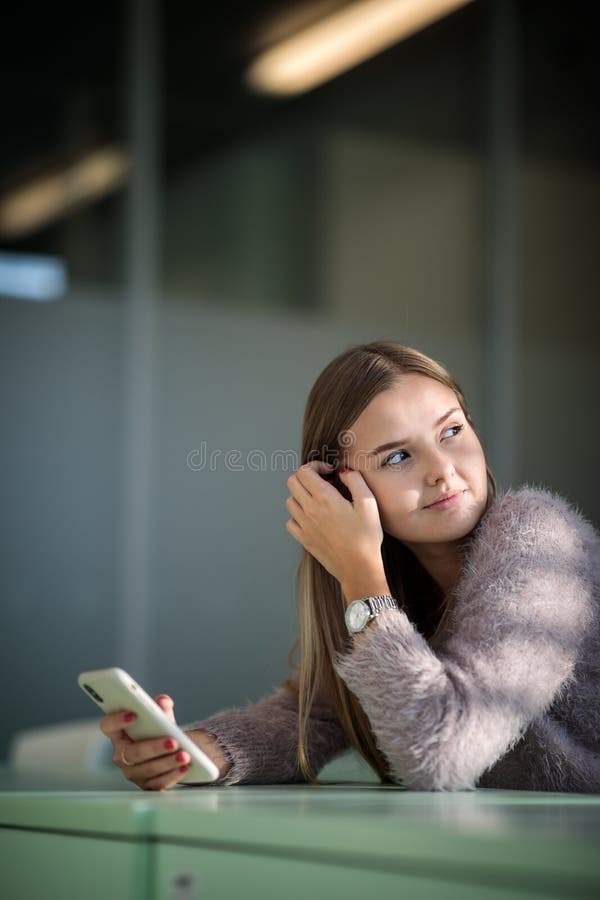 Pretty, Young Female Student during Class Stock Photo - Image of lesson ...