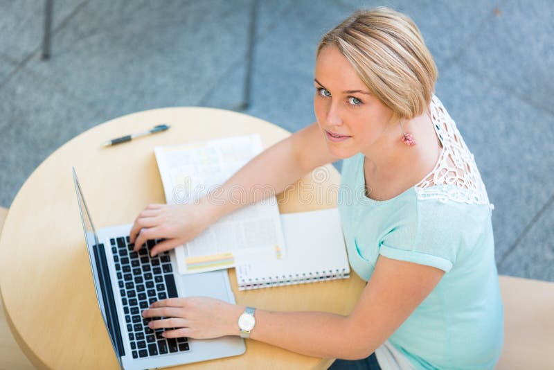 Pretty Young Female Student with a Laptop Computer Stock Image - Image ...