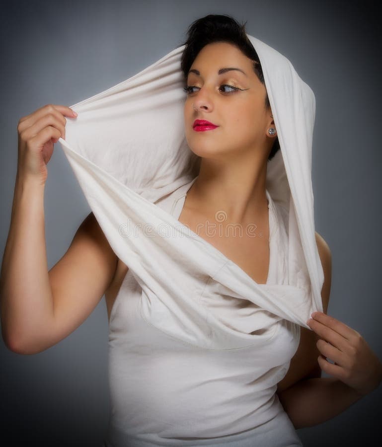 Pretty Young Female in White Top Stock Photo - Image of people, beauty ...