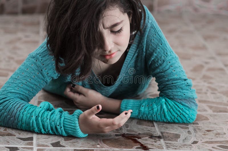 Pretty Young Girl with a Bleeding Nose after Stock Image - Image of ...