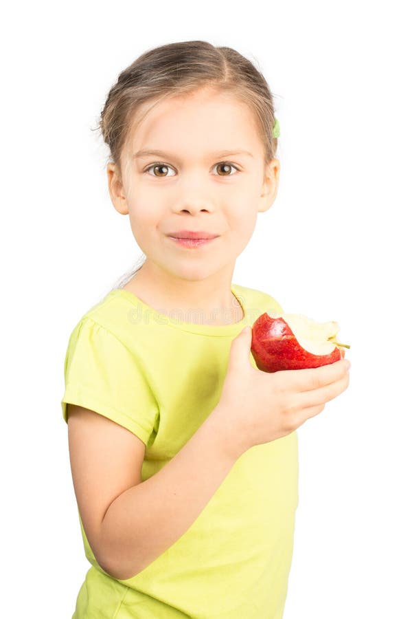 Happy Children Eating Apple Stock Photo - Image of food, nutritious ...