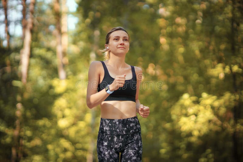 Pretty young girl runner. stock image. Image of bright - 9570435