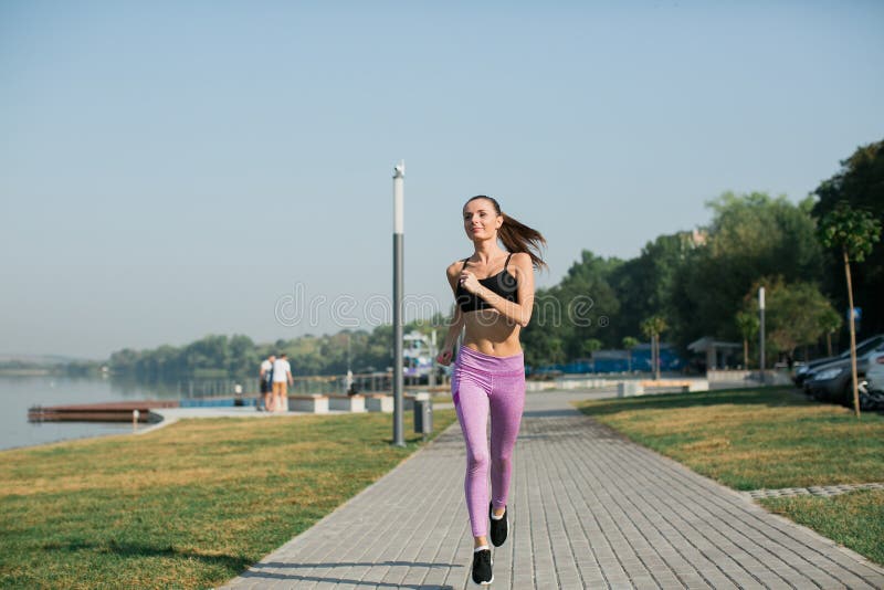 Pretty Young Girl Running in the Park Stock Photo - Image of outside ...