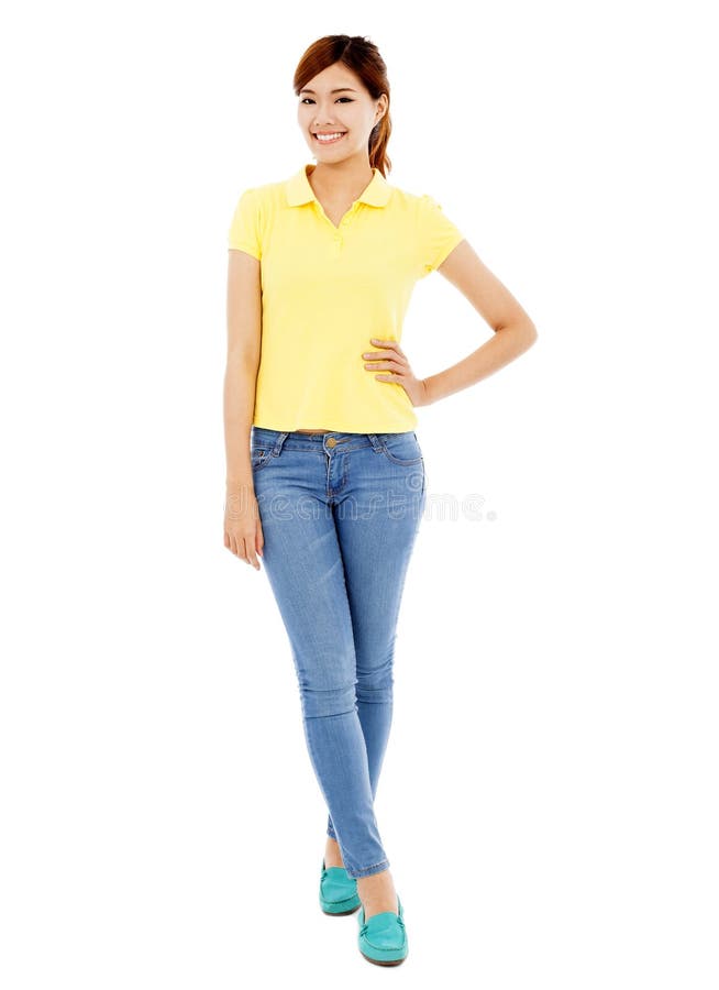 Pretty Young Girl Standing .isolated On White Background Stock Photo ...