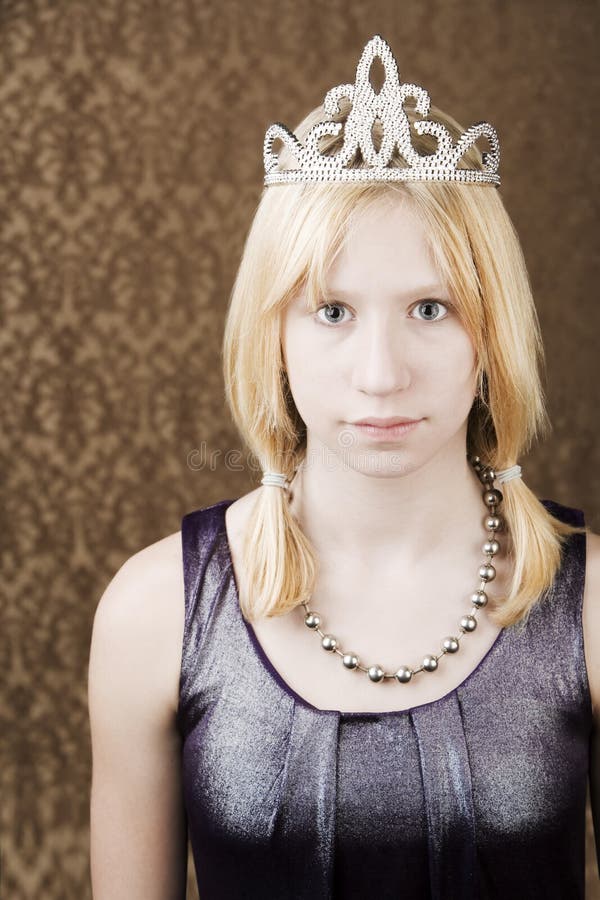 Pretty Young Girl with a Tiara Stock Photo - Image of teen, happy: 6604212