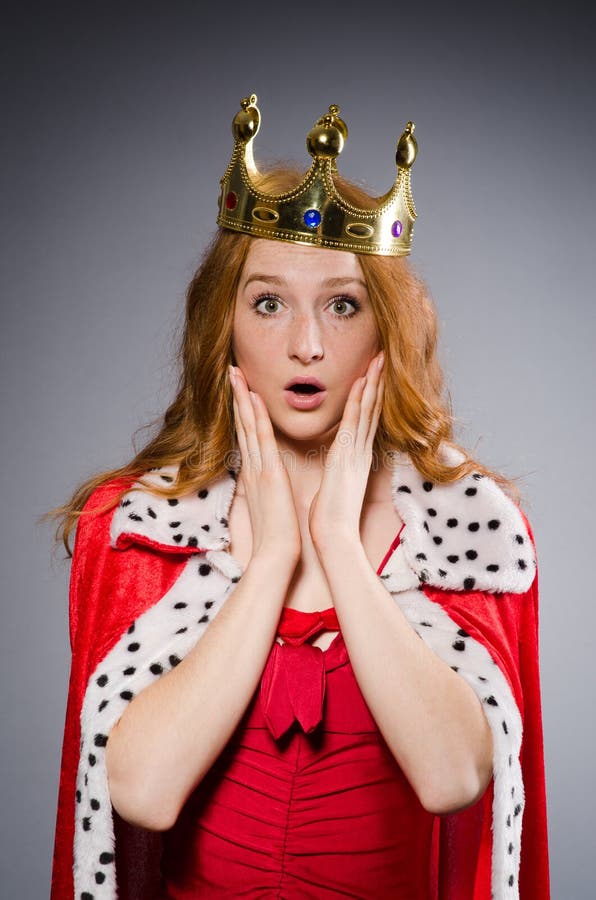 Pretty Young Queen in Red Dress Stock Photo - Image of glamourous ...