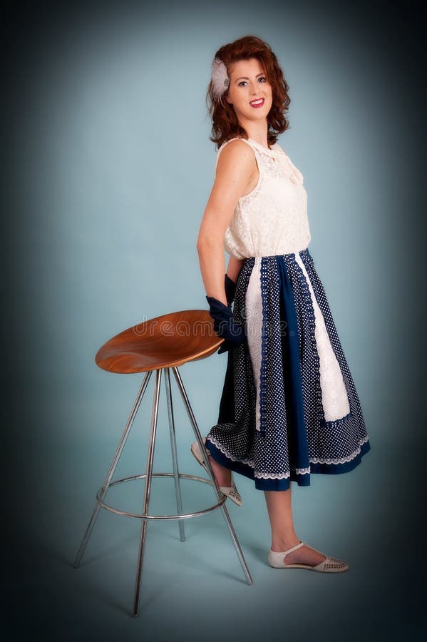 Pretty Young Retro Styled Female Stock Photo - Image of brunette ...