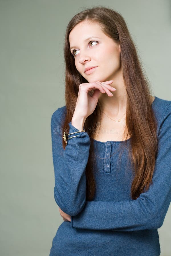 Pretty Young Student Girl Pondering. Stock Image - Image of pretty ...