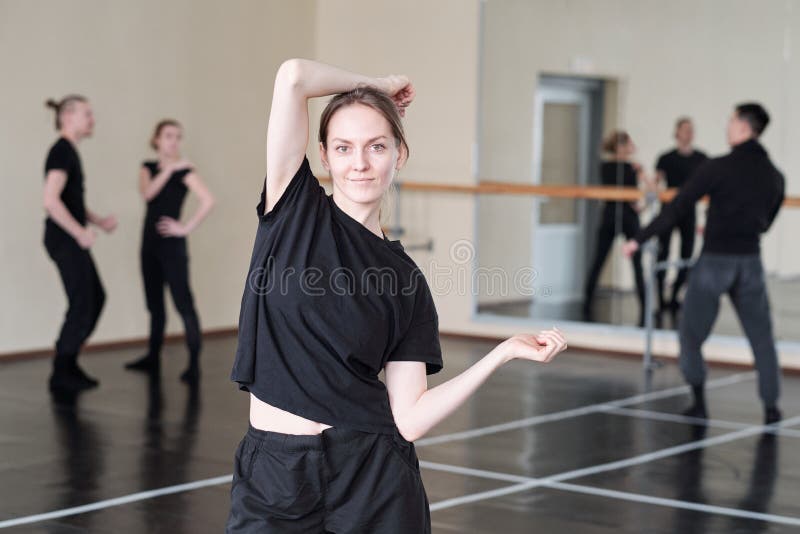Pretty Young Student of Modern Ballet Dancing Course in Black ...