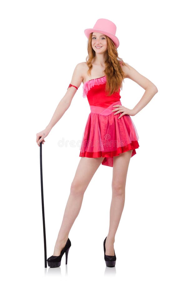 Pretty Young Wizard in Mini Pink Dress Isolated on Stock Image - Image ...