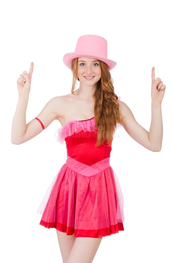 Pretty Young Wizard in Mini Pink Dress Isolated on Stock Photo - Image ...