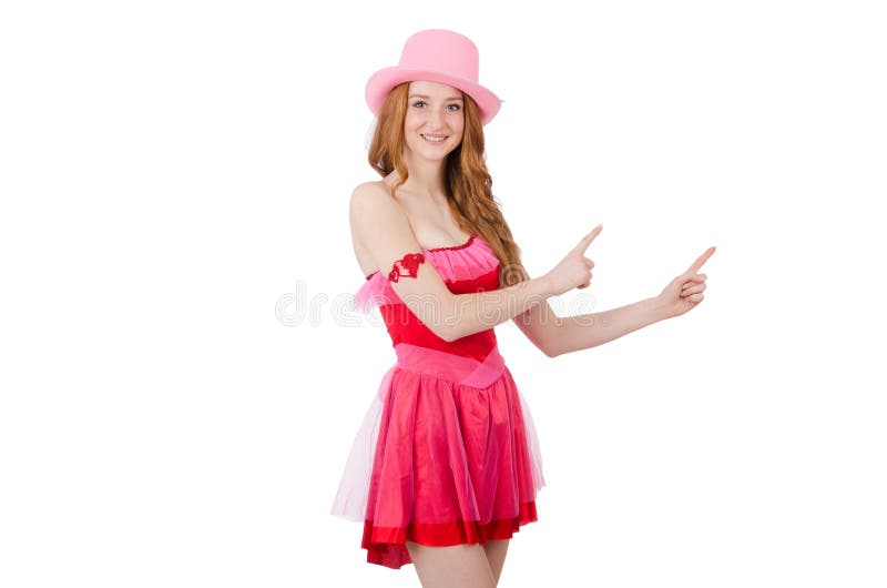 Pretty Young Wizard in Mini Pink Dress Isolated on Stock Photo - Image ...