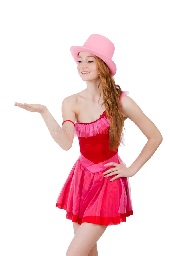 The Pretty Young Wizard in Mini Pink Dress Stock Photo - Image of magic ...